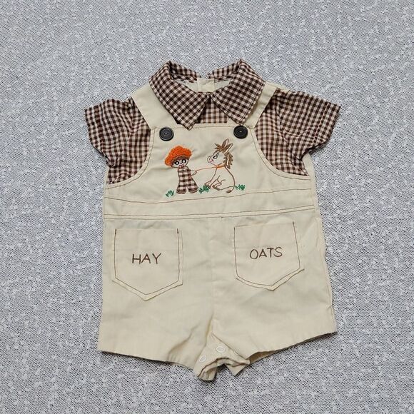 Vintage | One Pieces | Vintage Boys 6m9m Western Romper Donkey ...